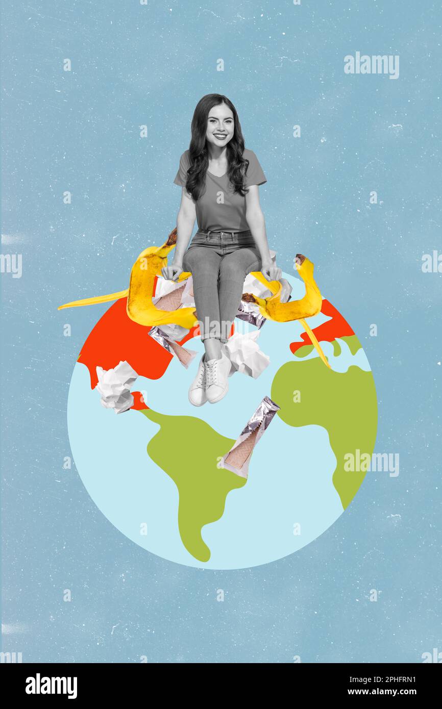 Photo minimal collage promo banner stop pollution environment sitting ...