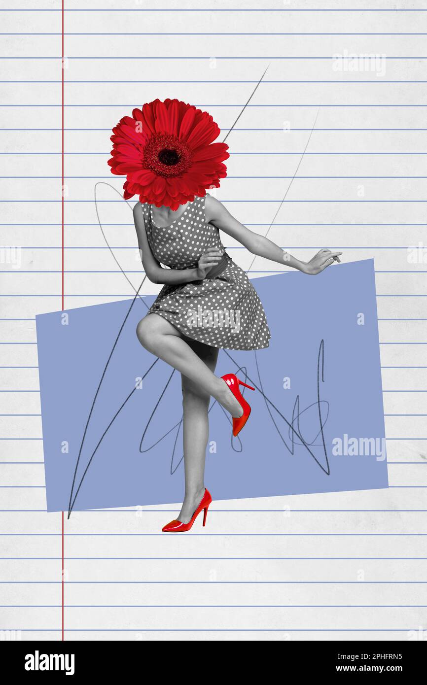 Creative retro 3d magazine collage image of funny funky lady having fun ...