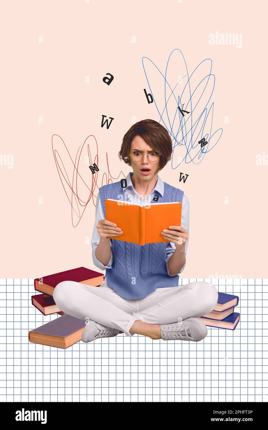 Exclusive magazine picture sketch collage image of impressed lady ...