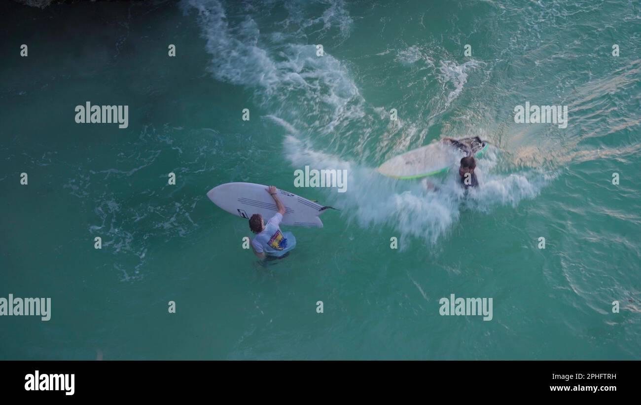 Birds eye view beach surfers hi-res stock photography and images - Alamy