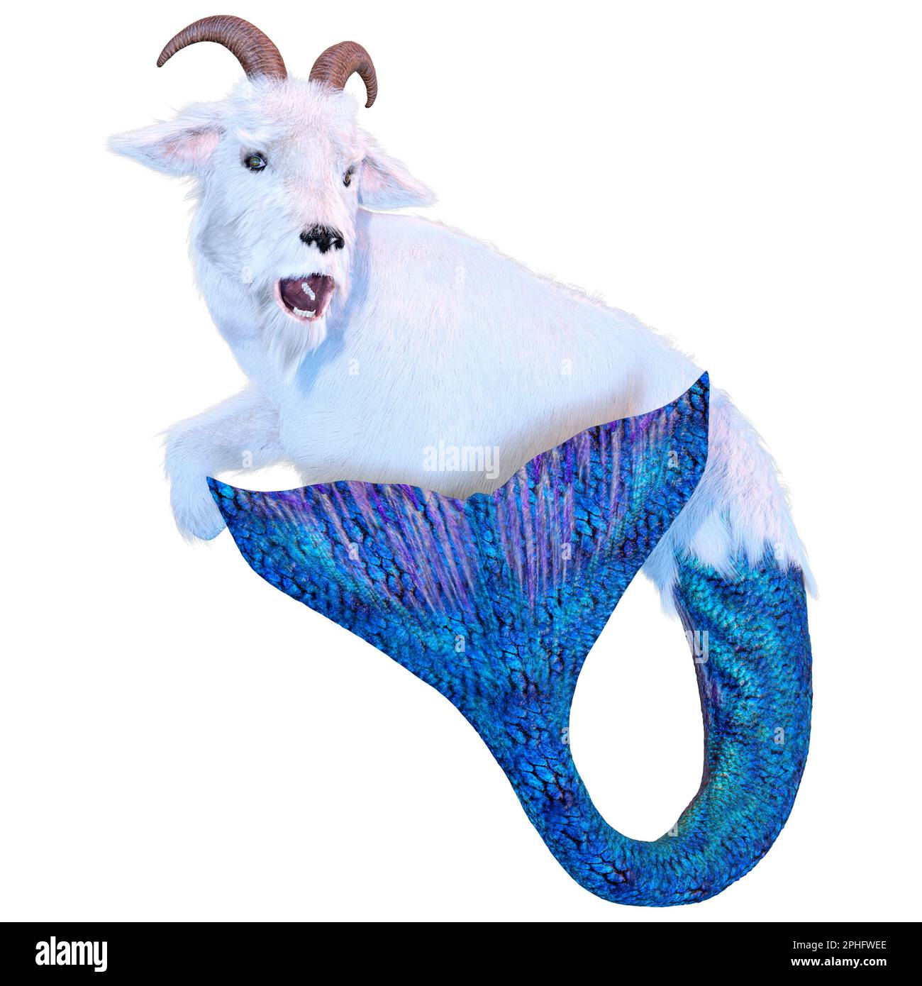 3D rendering of a capricorn, the sea goat star isolated on white ...