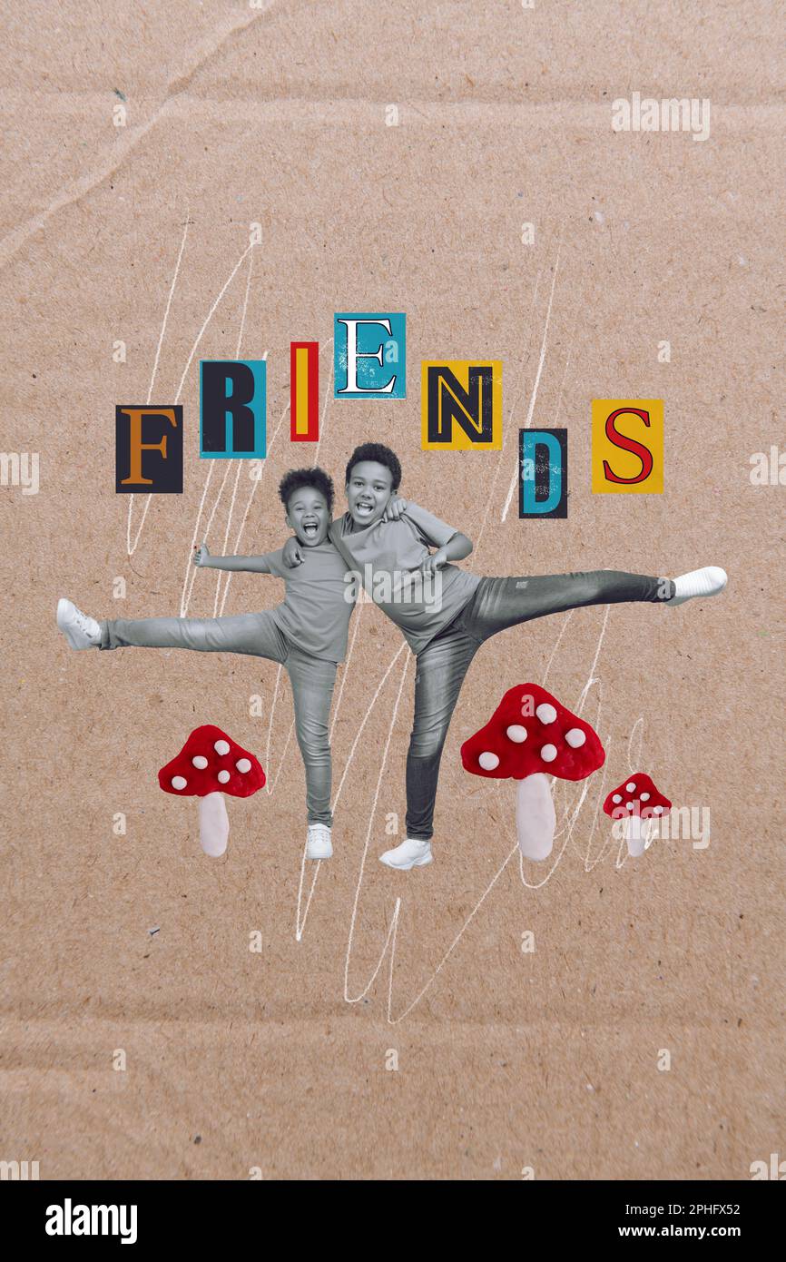 Photo cartoon comics sketch collage picture of carefree happy smiling ...