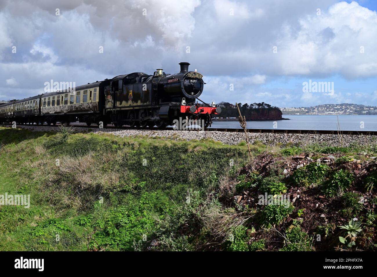 GWR 4200 class tank engine No 4277 Hercules passing Goodrington on the ...