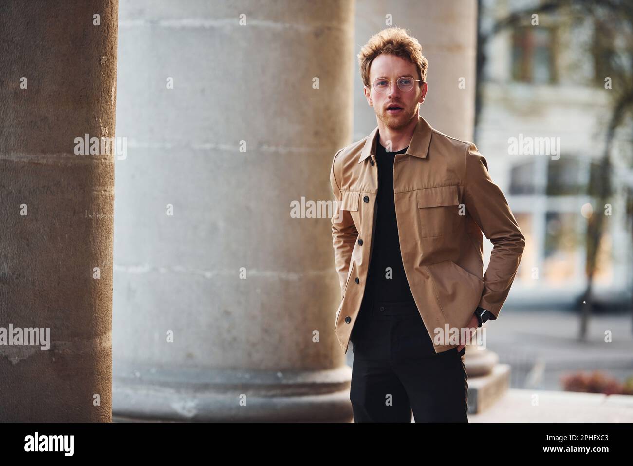 Elegant young man in formal classy clothes outdoors in the city Stock ...