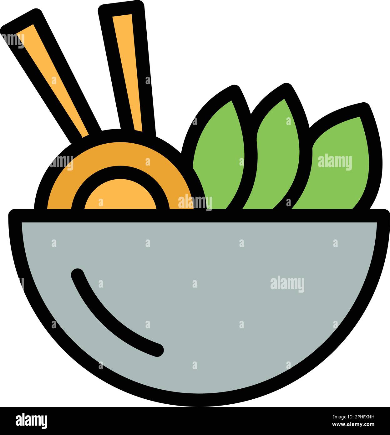 Asian food bowl icon. Outline Asian food bowl vector icon for web ...