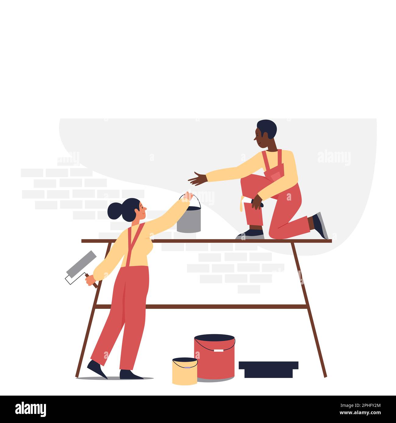 House renovation workman. Painting building master, renovation working ...