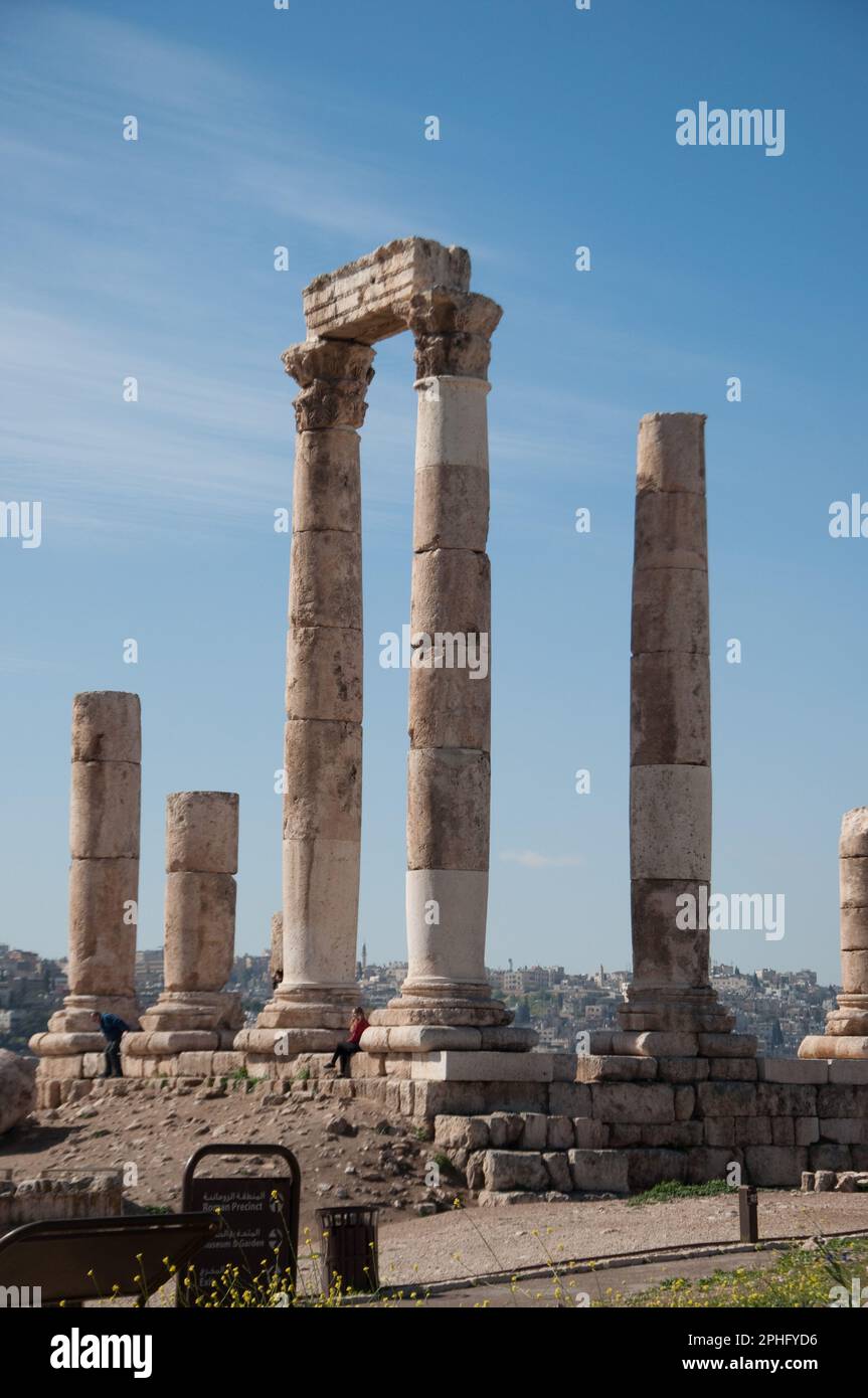Remains of the The Temple of Hercules, the Citadel, Amman, Jordan Stock ...