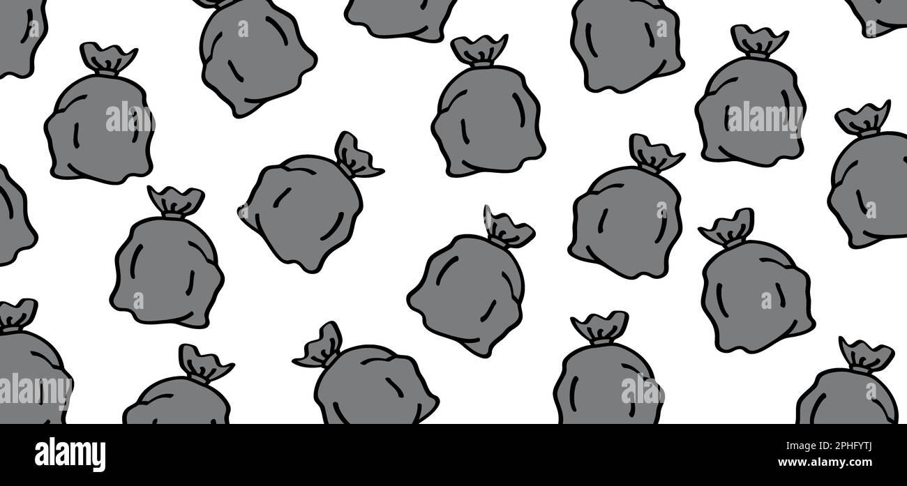 Dustbin, garbage bag banner. Rubbish can and plastic bag. Waste bin or ...