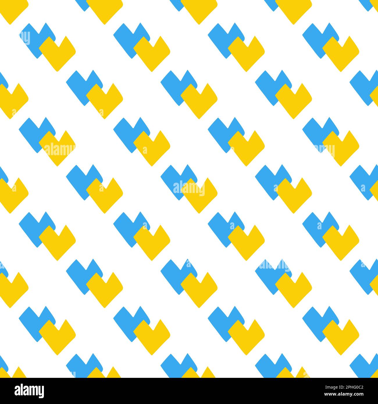 Seamless pattern with shape hearts Ukraine national blue and yellow ...