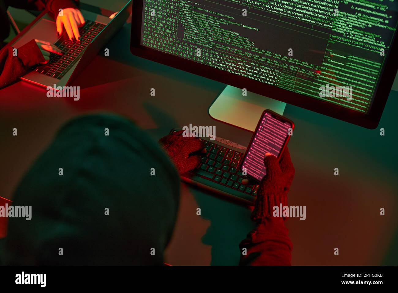 Anonymous People Using Computer And Programming To Break Code Cyber Security Threat Internet