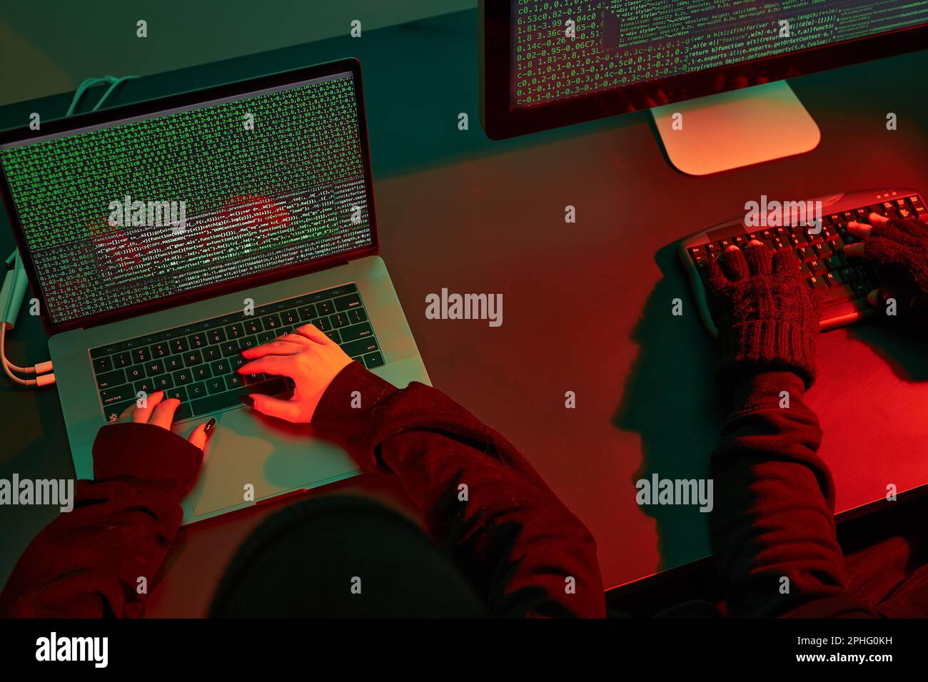 Anonymous People Using Computer And Programming To Break Code Cyber