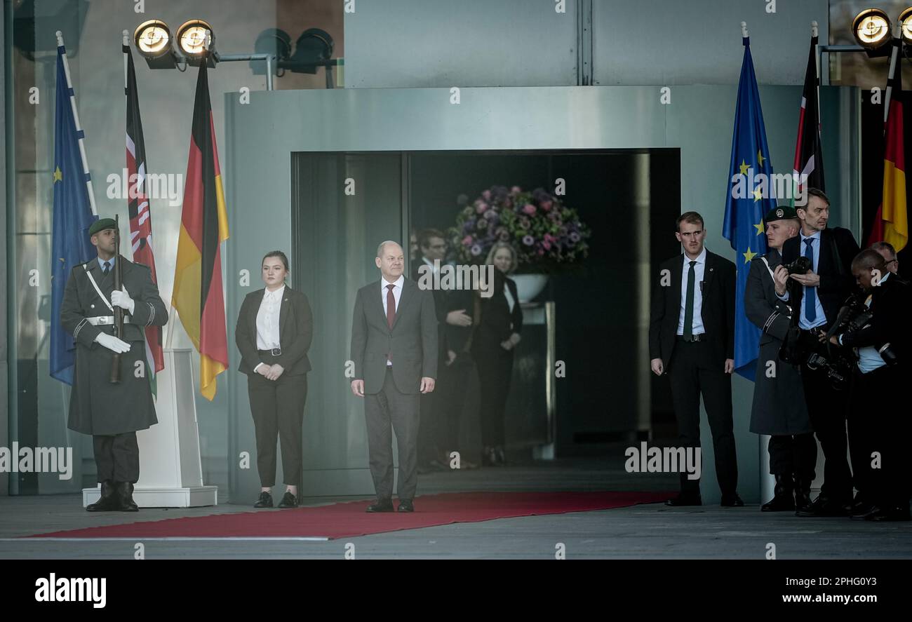 Berlin, Germany. 28th Mar, 2023. German Chancellor Olaf Scholz (M ...