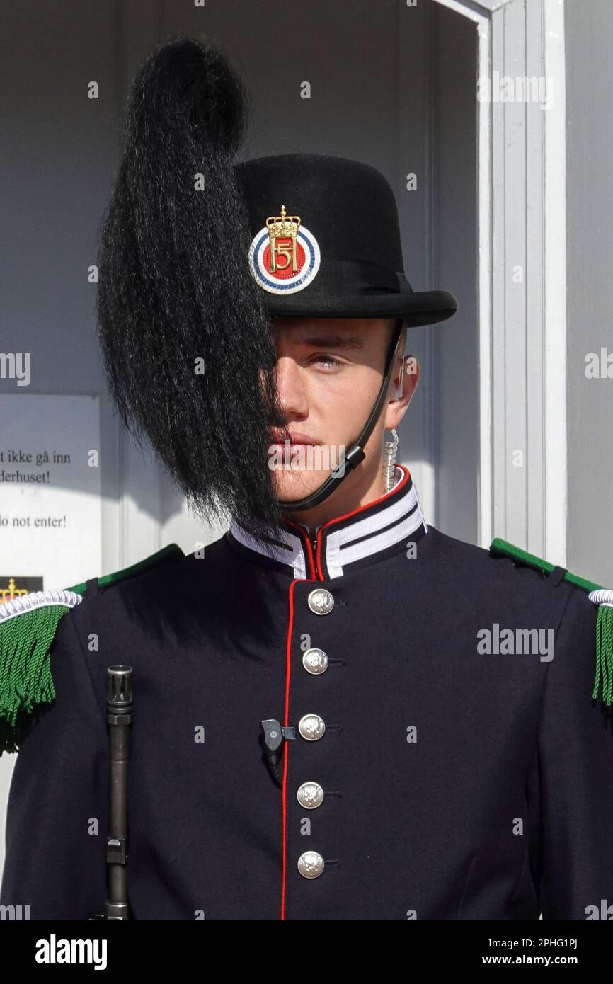 Norway, Oslo, Royal Guard on sentry duty at the Royal Palace Photo ...