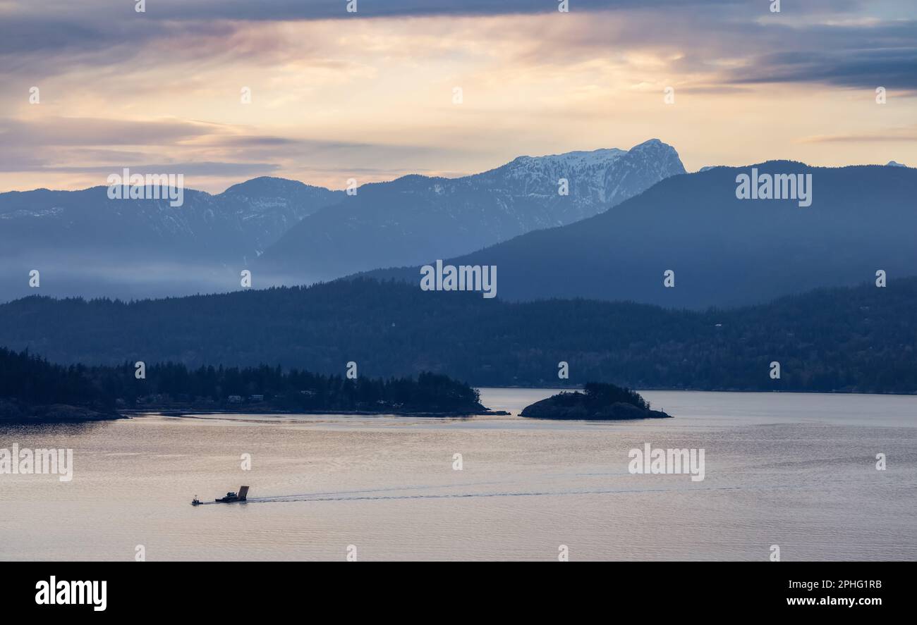 Howe Sound during sunset. Canadian Nature Landscape Background Stock ...