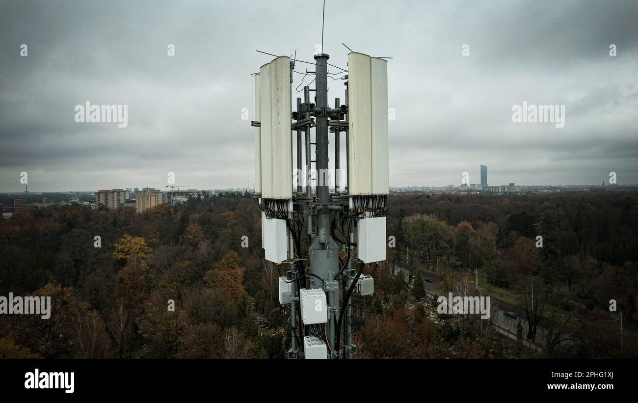 Aerial view large transmission tower hi-res stock photography and ...