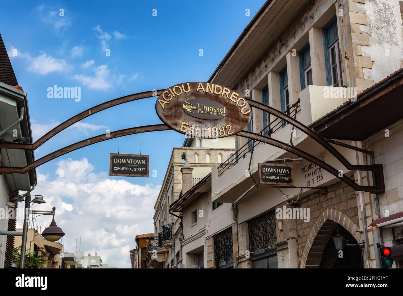 Streets in a touristic city on the Sea Coast. Limassol, Cyprus Stock ...