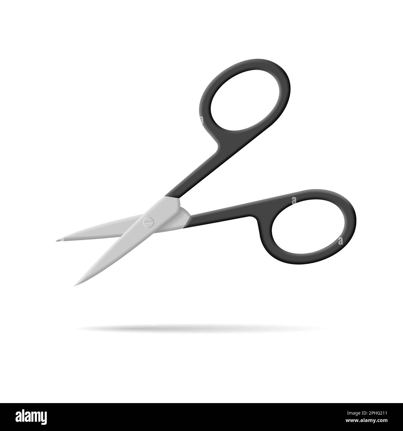 Manicure scissors with black handles and metal blade. Vector ...