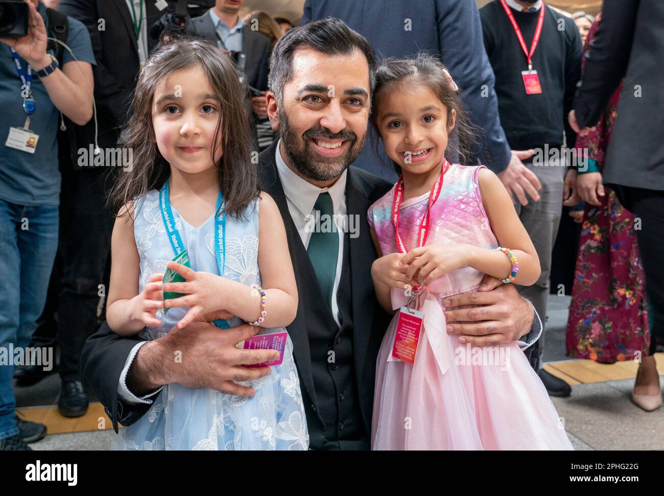 Humza Yousaf with his daughter Amal (left) aged 3 and niece Hanna, aged ...