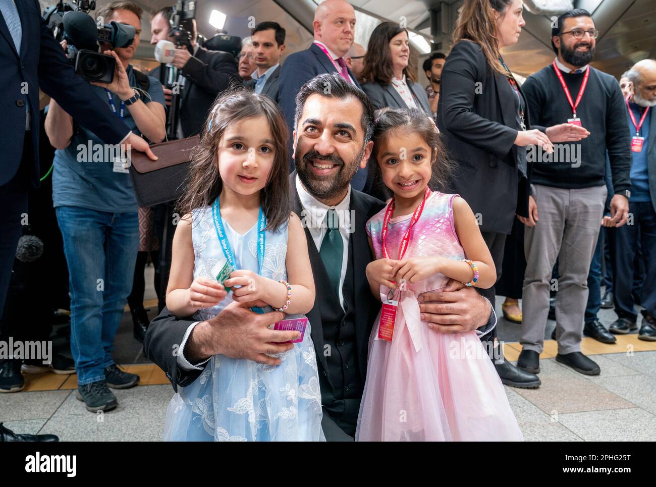 Humza Yousaf with his daughter Amal (left) aged 3 and niece Hanna, aged ...