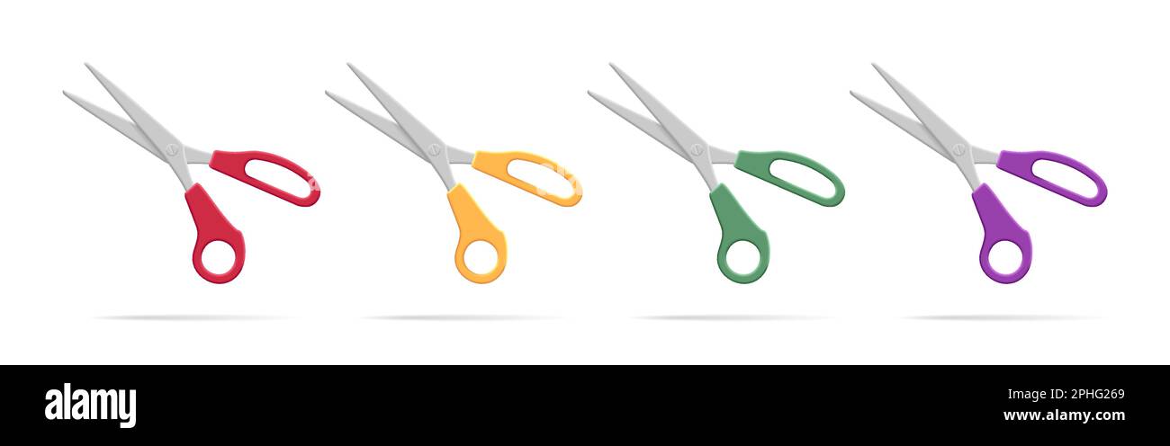 Stationery scissors realistic collection vector illustration. Office ...