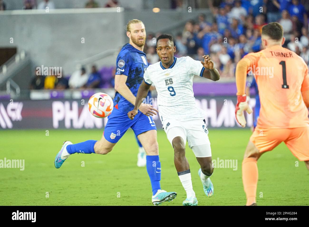 Orlando, Florida, March 27, 2023, El Salvador forward Brayan Gil #9 ...