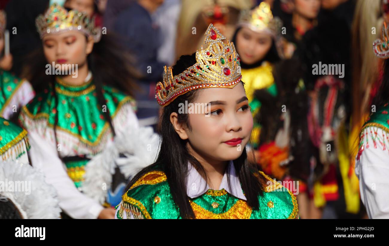Indonesian performing Jaranan dance (kuda lumping, kuda kepang). This ...