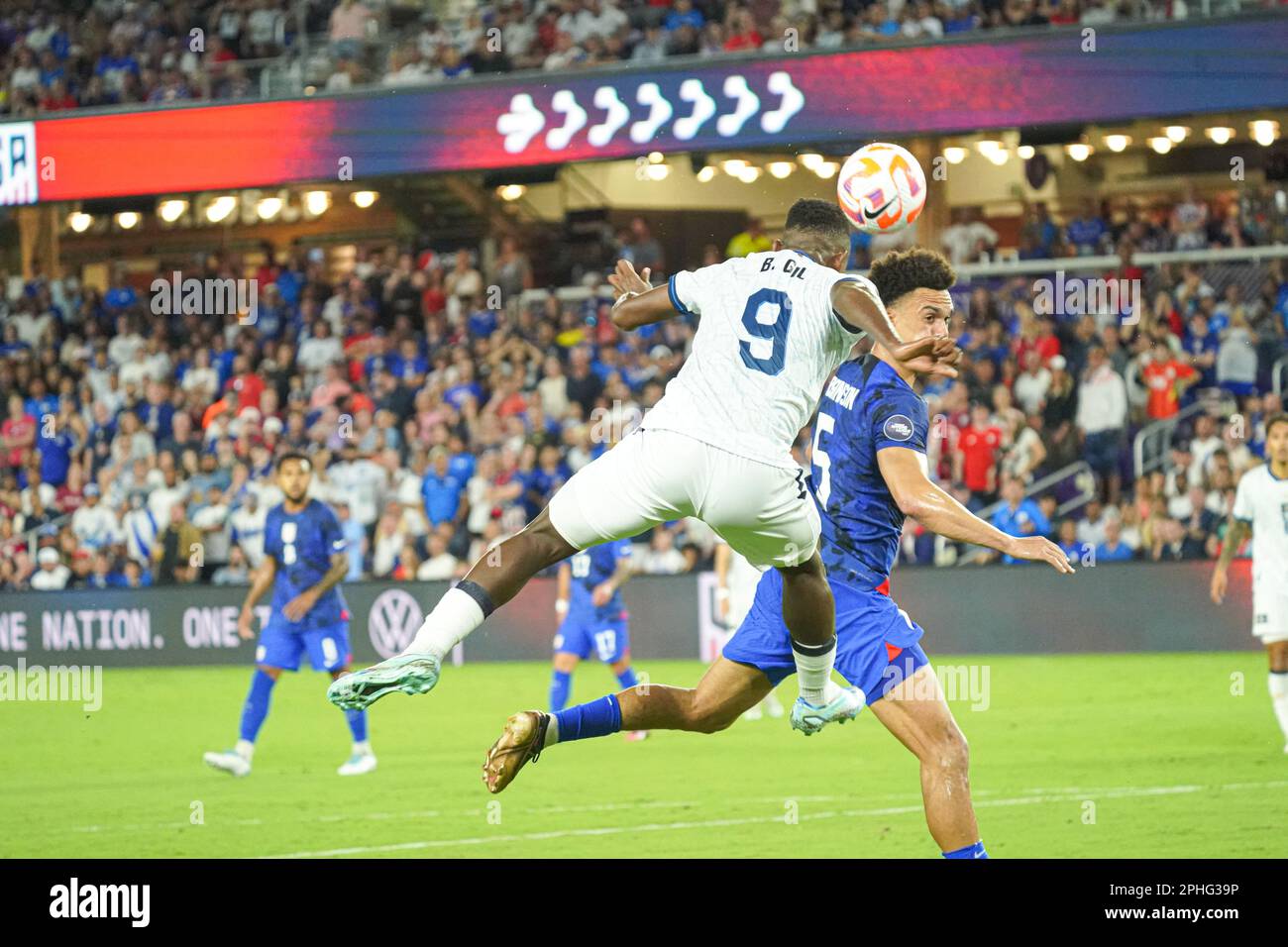 Orlando, Florida, March 27, 2023, El Salvador forward Brayan Gil #9 ...