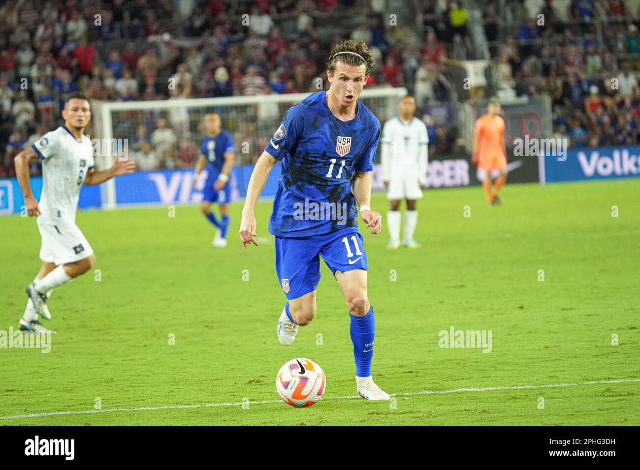 Orlando, Florida, March 27, 2023, USA Midfielder Brenden Aaronson #11 ...