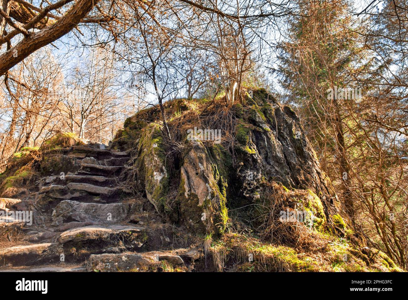 Glen Coe Highland Scotland Signal Rock trail stone steps leading up to ...