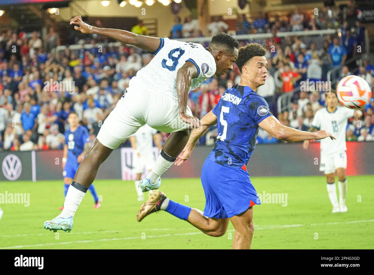 Orlando, Florida, March 27, 2023, El Salvador forward Brayan Gil #9 ...