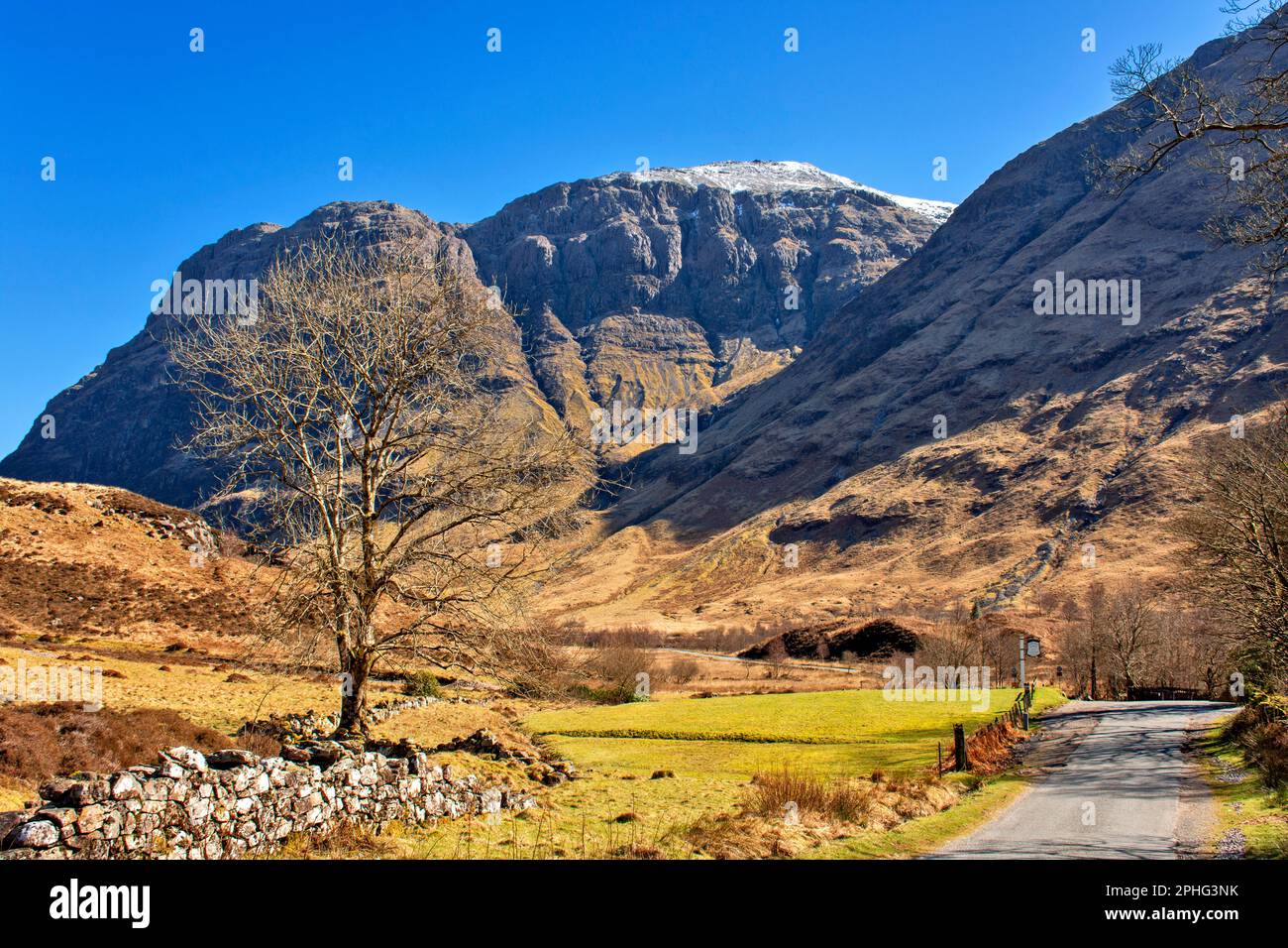 Glen Coe Highland Scotland the road past Clachaig Inn and a view of ...