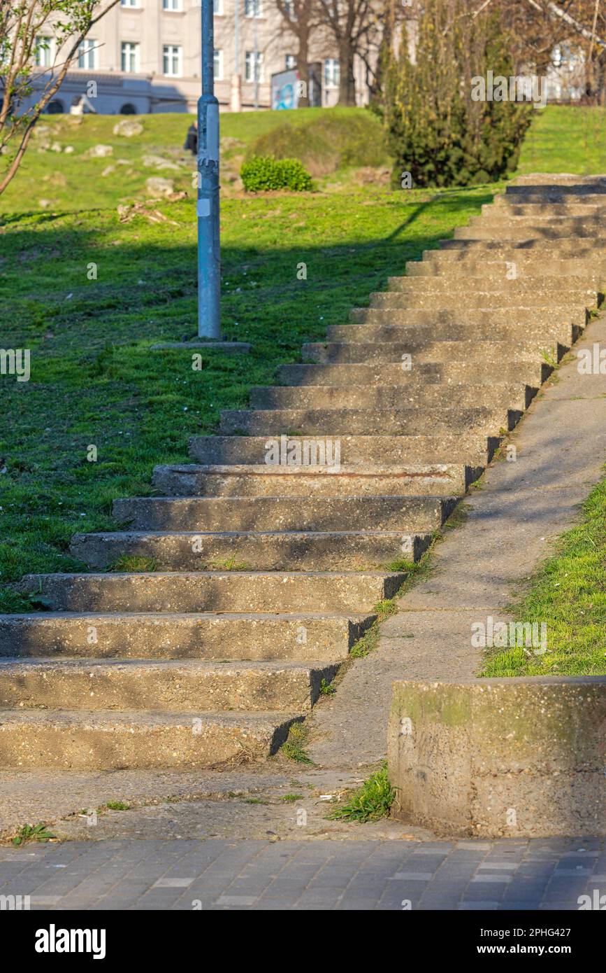 Old Concrete Stairs Without Railing in City Park Stock Photo - Alamy