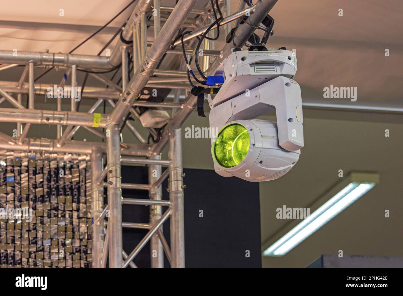 Green Light Spot Beam in Night Club Party Disco Lighting Stock Photo ...