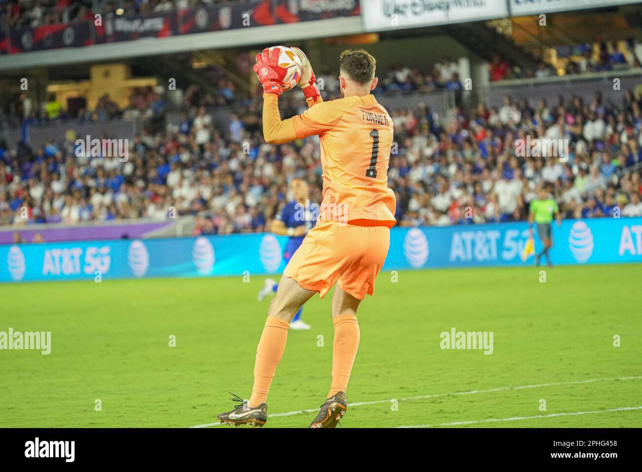 Orlando, Florida, March 27, 2023, USA Goalkeeper Matt Turner #1 makes a ...