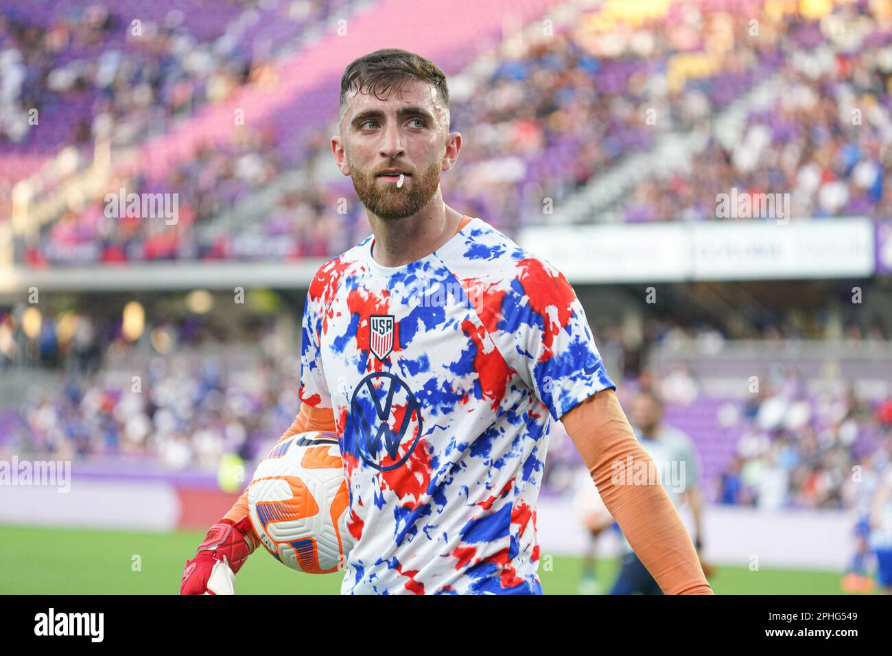 Orlando, Florida, March 27, 2023, USA Goalkeeper Matt Turner #1 Warming ...