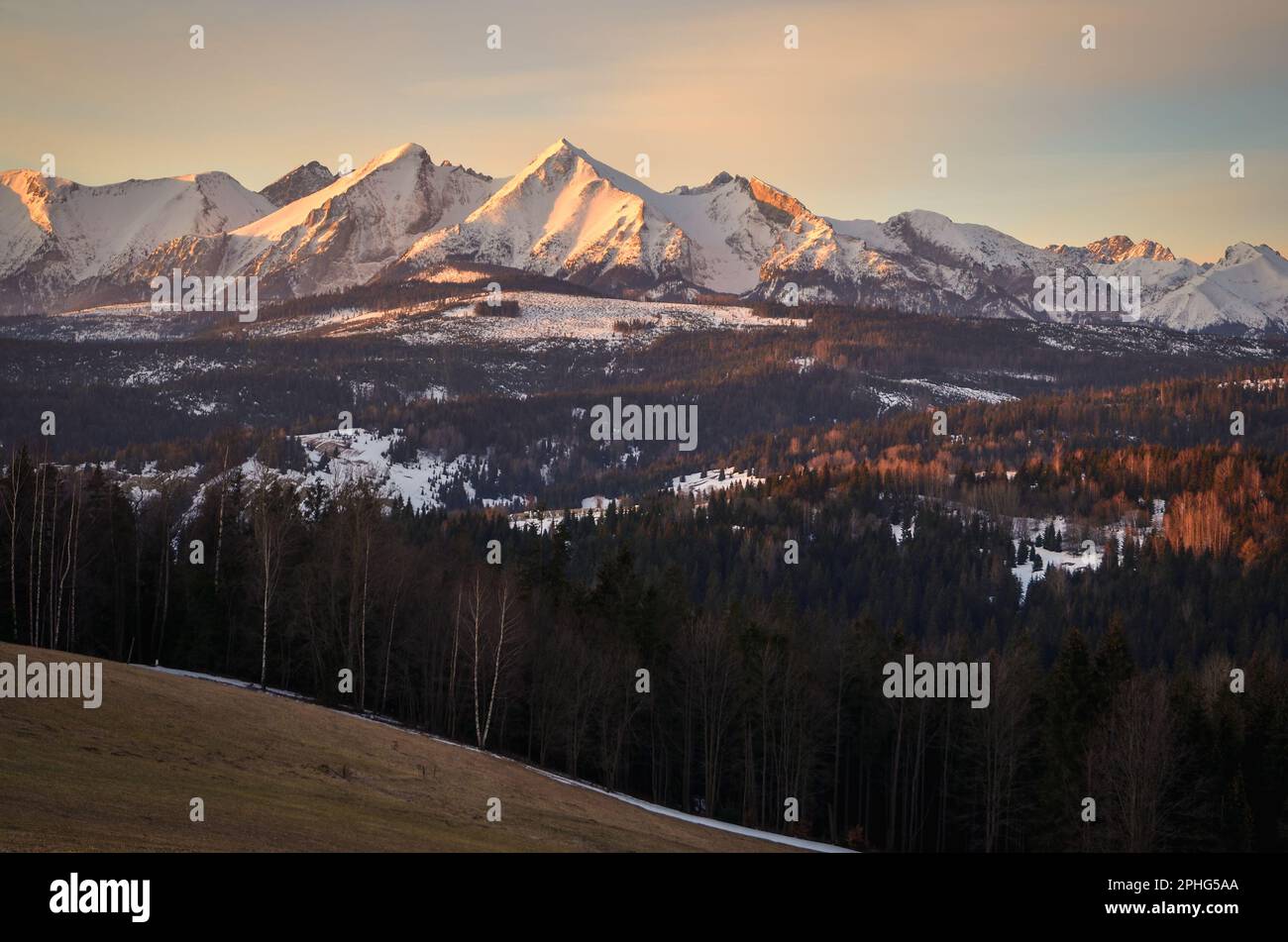 Beautiful morning mountain landscape. View of the Tatra Mountains from ...