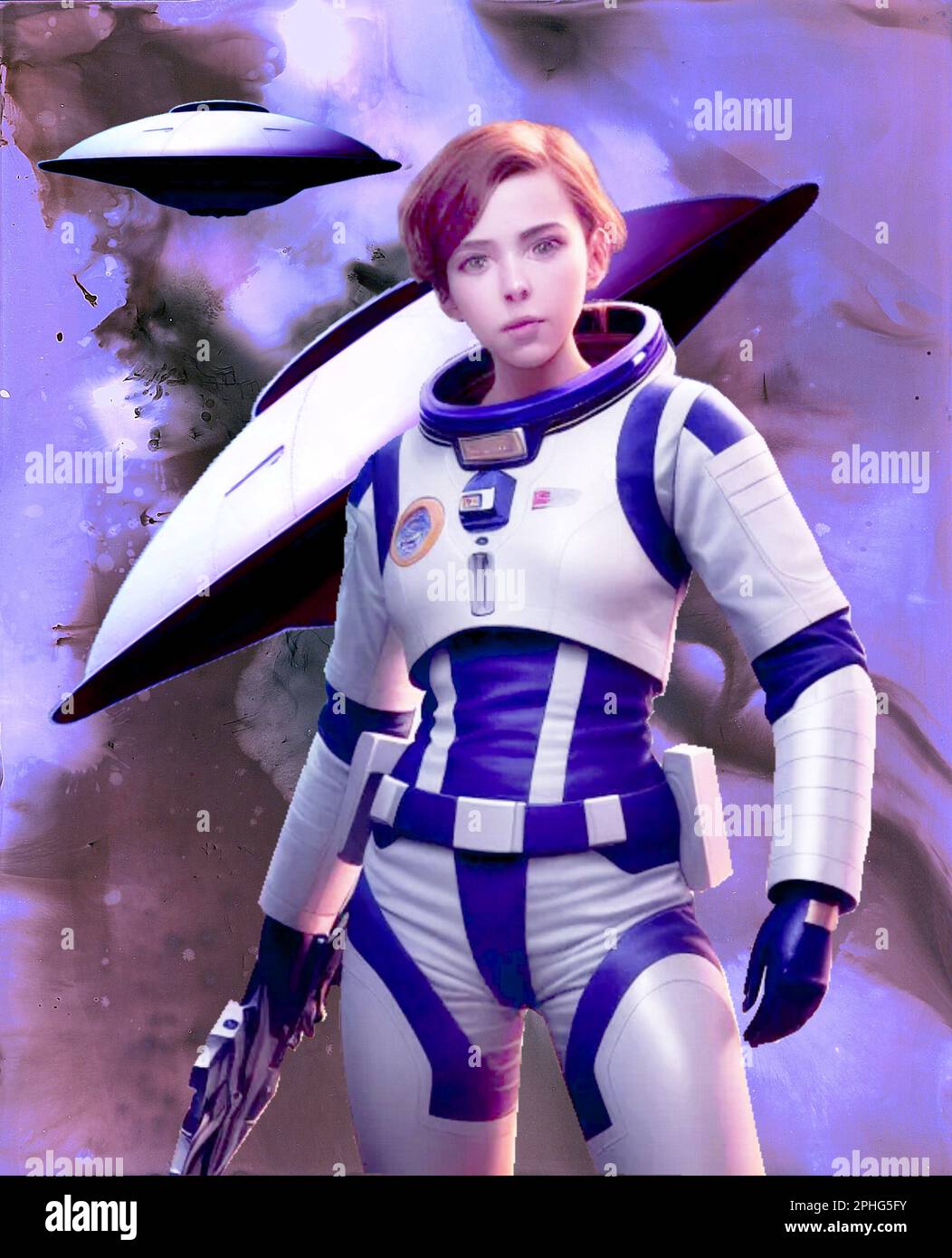 A UFO, flying saucer & Steam Punk Female. Novel, Outer Space, Illustrated Book Cover, Space ...