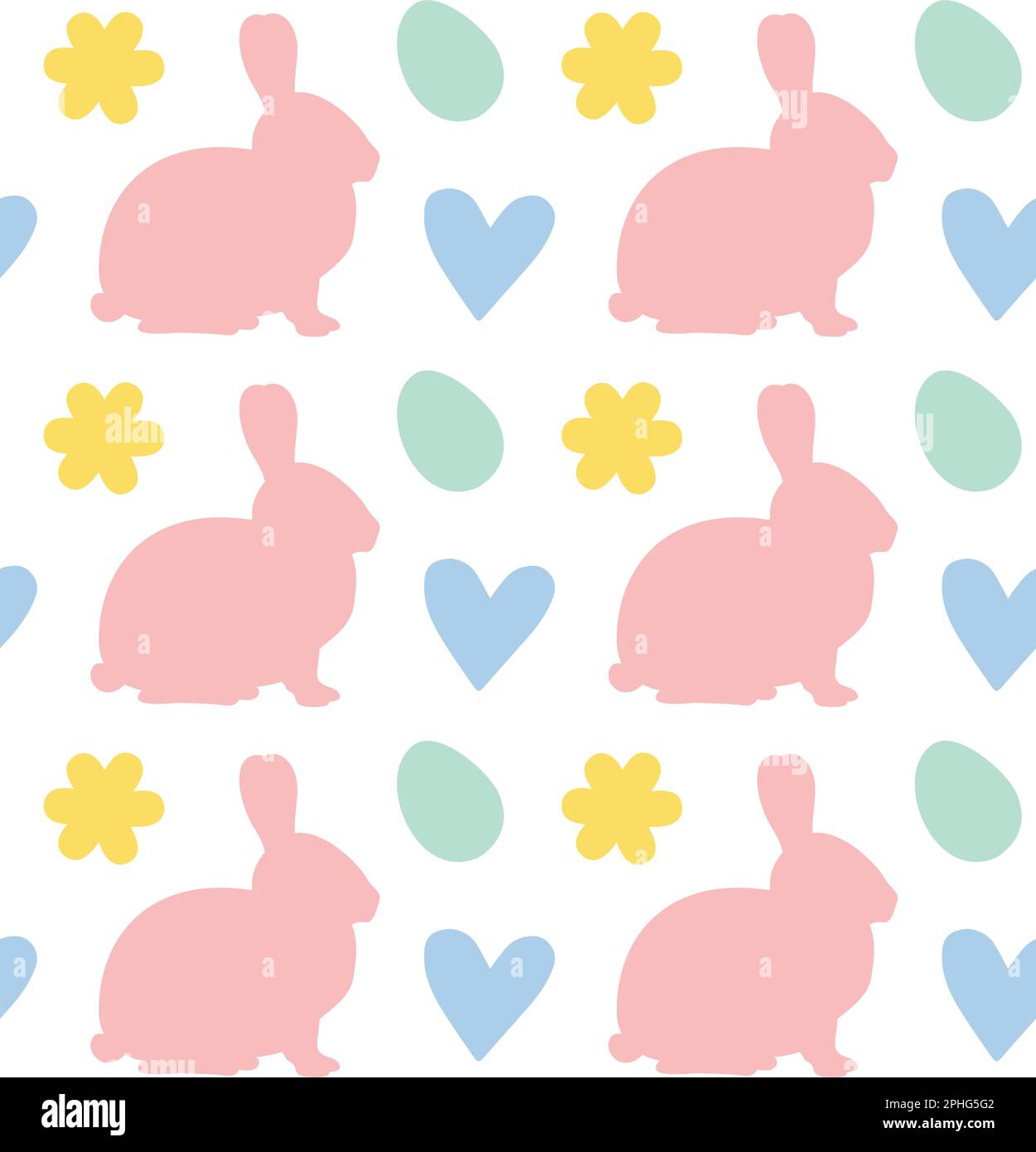 Vector seamless pattern of flat hand drawn Easter rabbit bunny ...