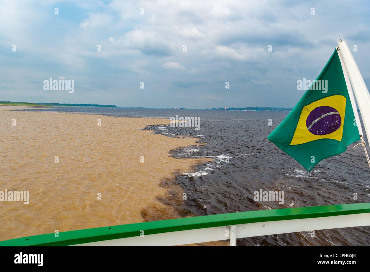nature waterscape of river with brazil flag. nature waterscape as ...
