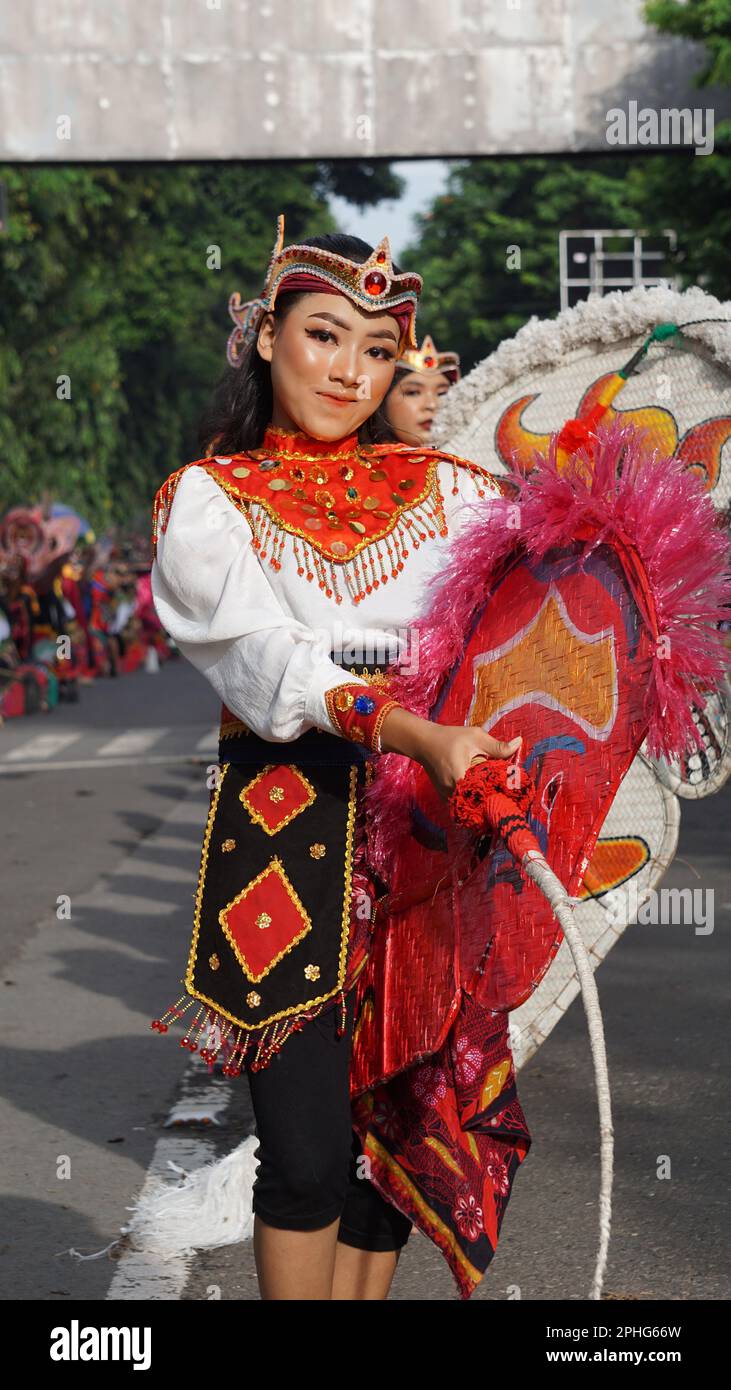 Indonesian performing Jaranan dance (kuda lumping, kuda kepang). This ...