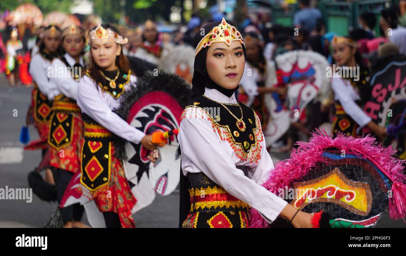 Indonesian performing Jaranan dance (kuda lumping, kuda kepang). This ...