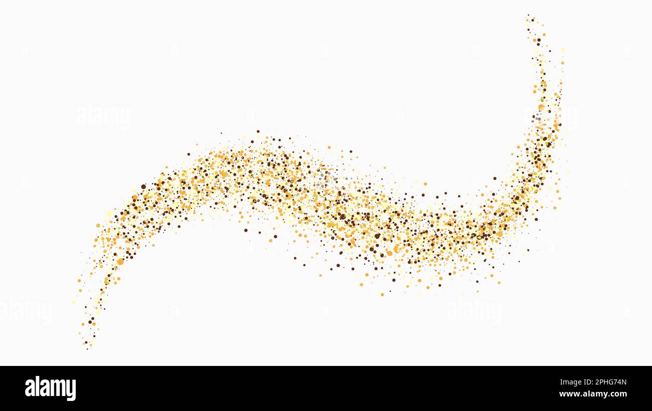 Gold glitter wave abstract wavy design element, golden sparkles on white background, design ...