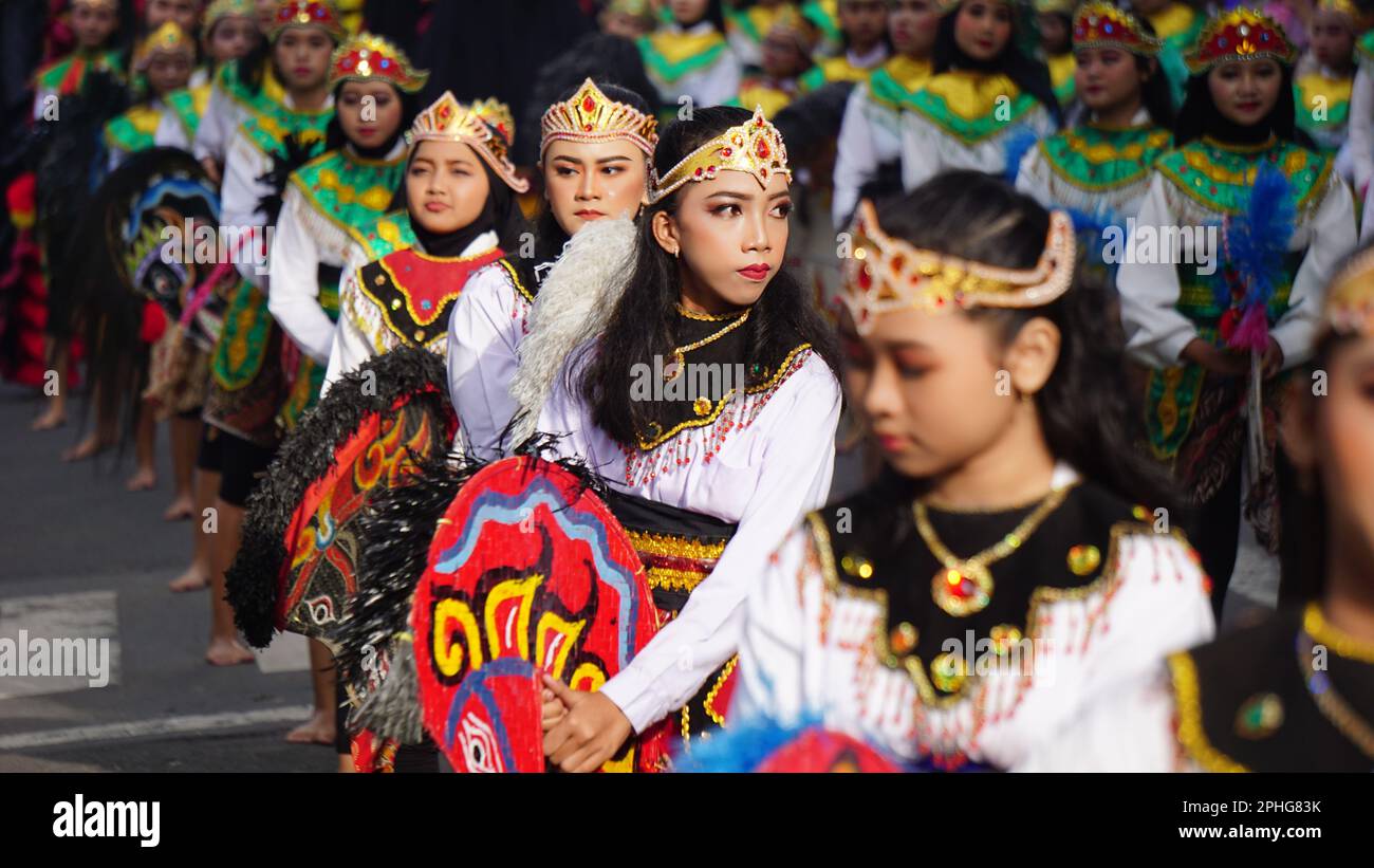 Indonesian performing Jaranan dance (kuda lumping, kuda kepang). This ...