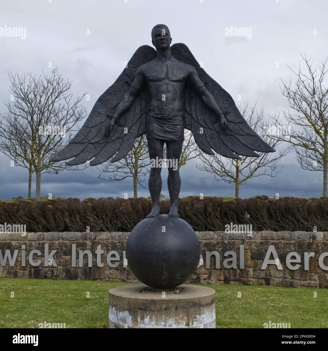 Monkton Icarus sculpture by Andy Scott at the entrance to Prestwick ...