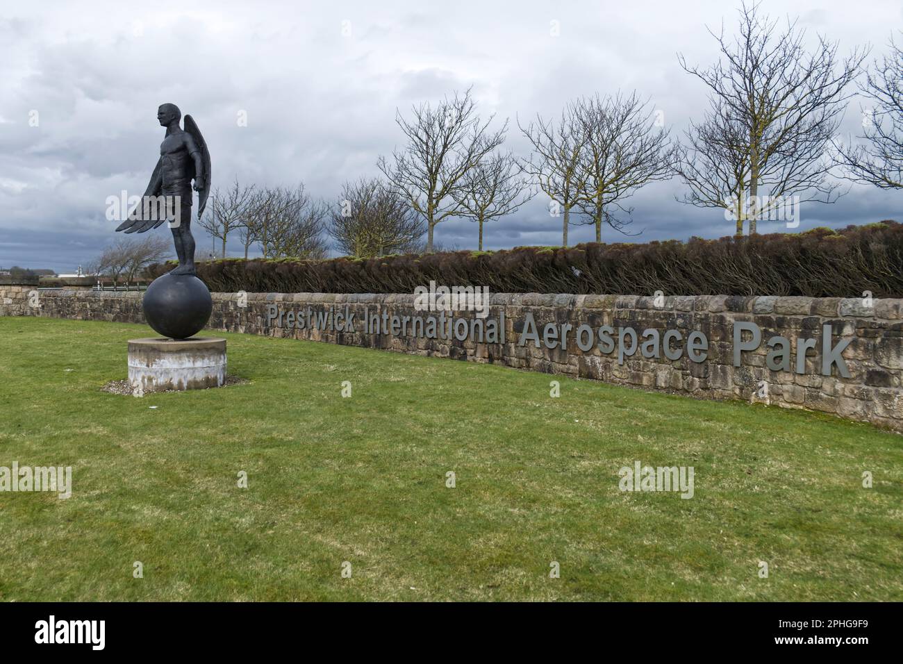 Monkton Icarus sculpture by Andy Scott at the entrance to Prestwick ...