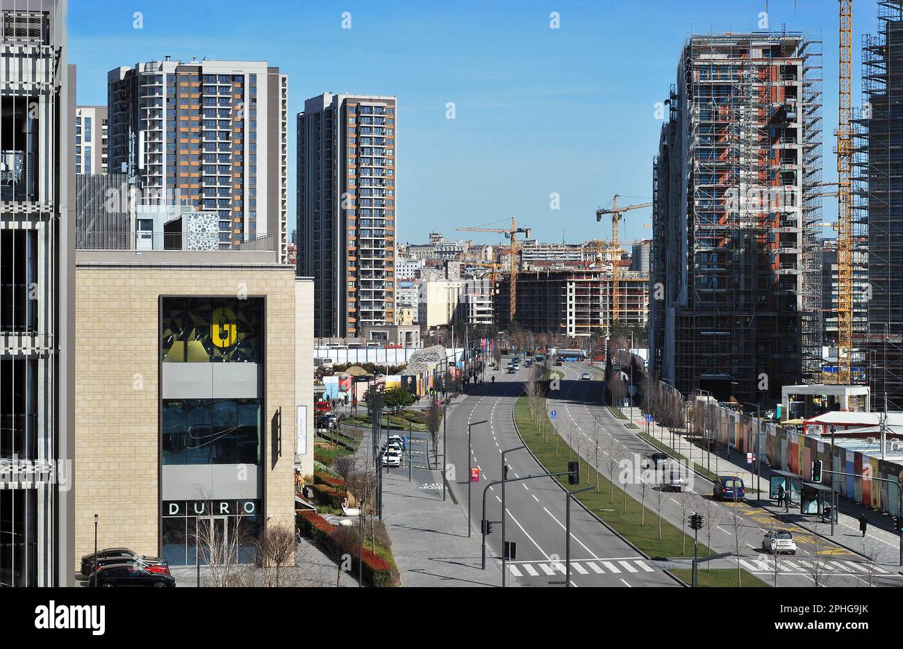 New streets in the new area of town. Waterfront of Belgrade Stock Photo ...