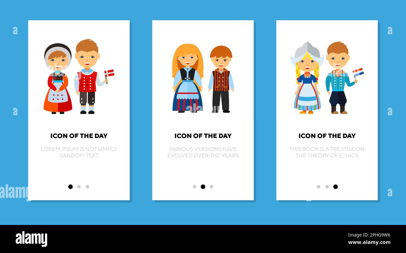 Northern Europe national costumes flat icon set Stock Vector Image ...