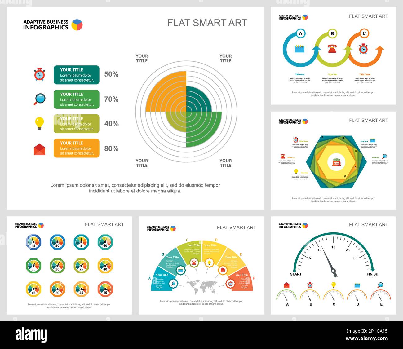 Colorful research or management concept infographic charts set Stock ...