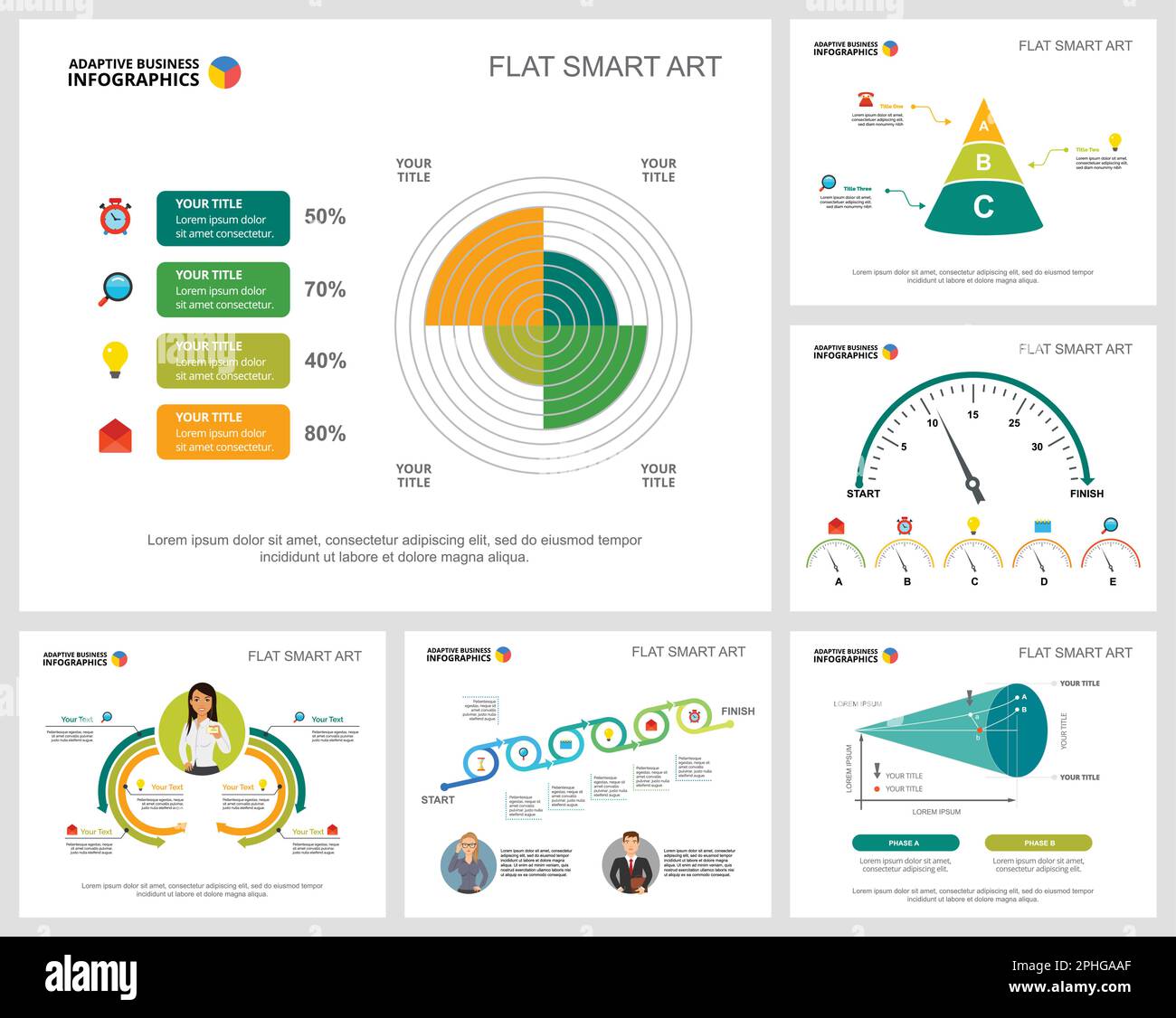 Colorful planning or strategy concept infographic charts set Stock ...