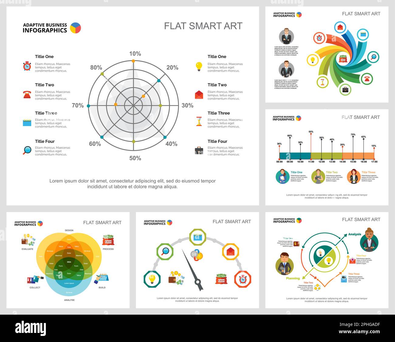 Colorful accounting or production concept infographic charts set Stock ...